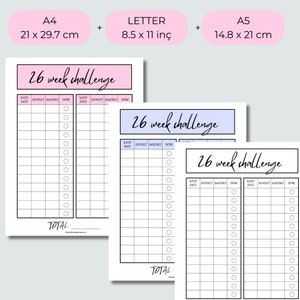 26 Week Savings Challenge , 26 Week Challenge Template, Savings Tracker ...