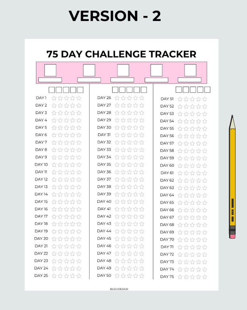 75 Day Hard Challenge Tracker , 75 Day Tracker , 75 Hard Challenge ...