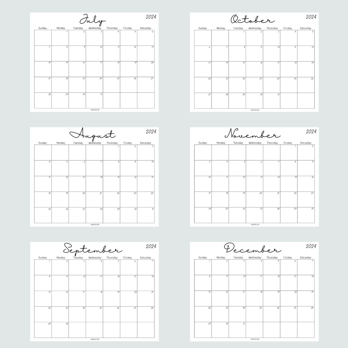 2024 Calendar, Printable, Minimalist Simple Calendar , 11 X 8.5 Inc ...