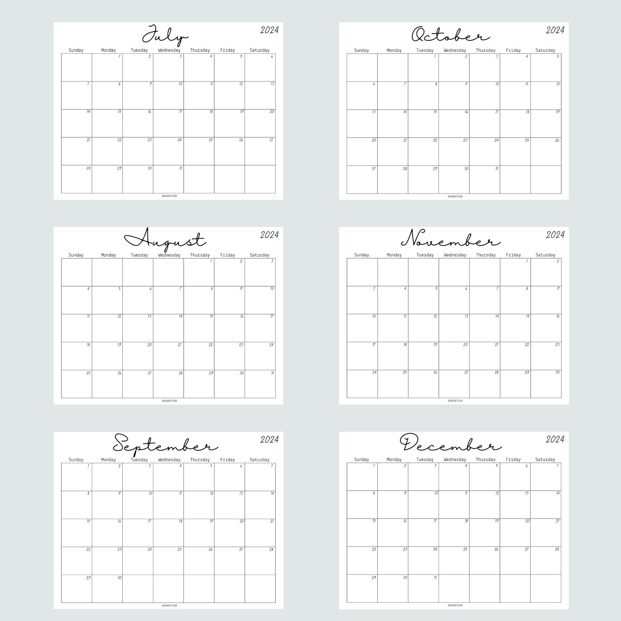 2024 Calendar, Printable, Minimalist Simple Calendar , 11 X 8.5 Inc ...