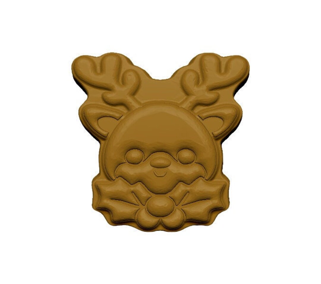 Kawaii Reindeer With Holly STL File for 3d Printing - Laser CNC Router ...