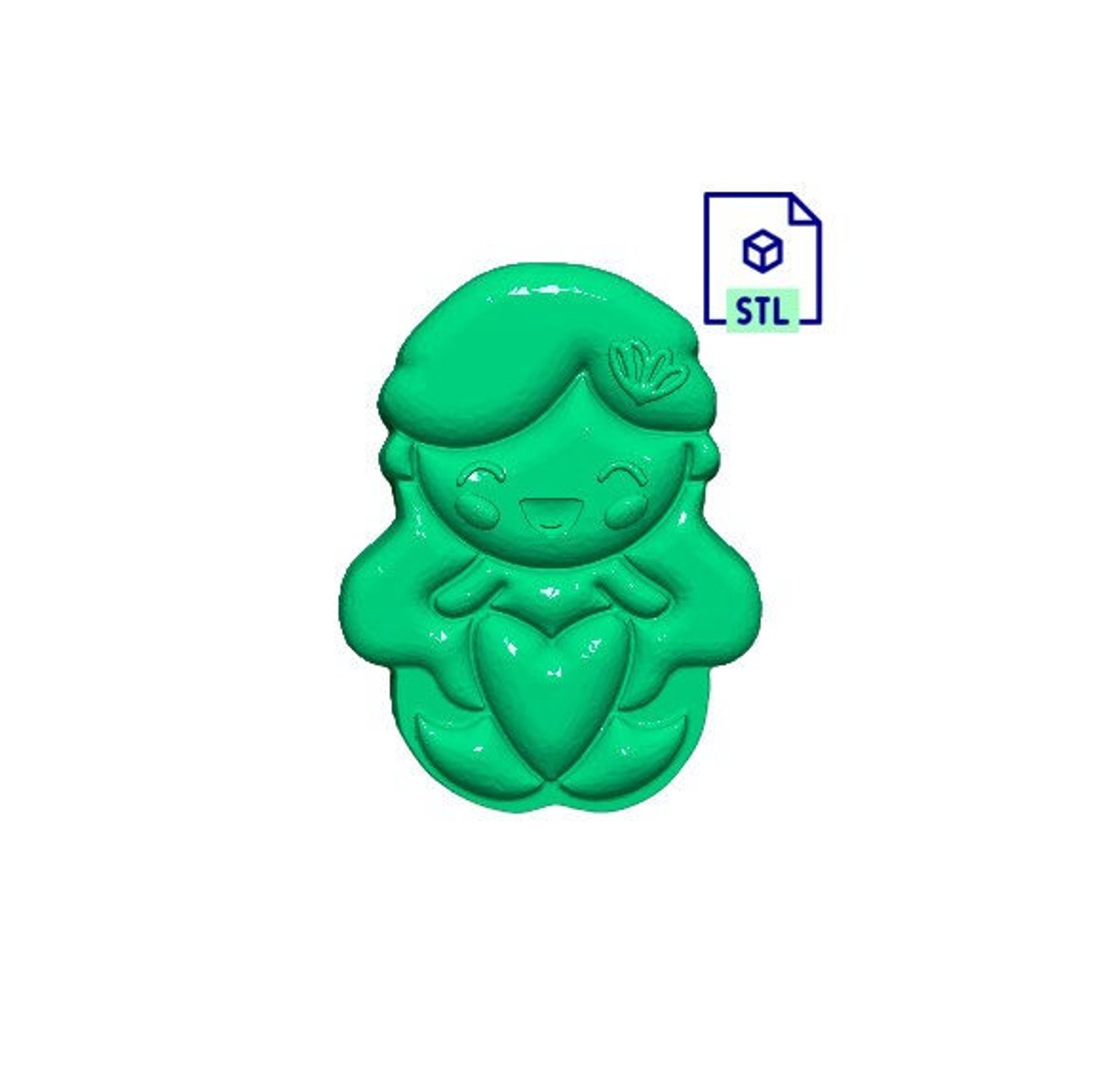 Cute Little Mermaid STL File for 3d Printing - Laser CNC Router - 3D ...