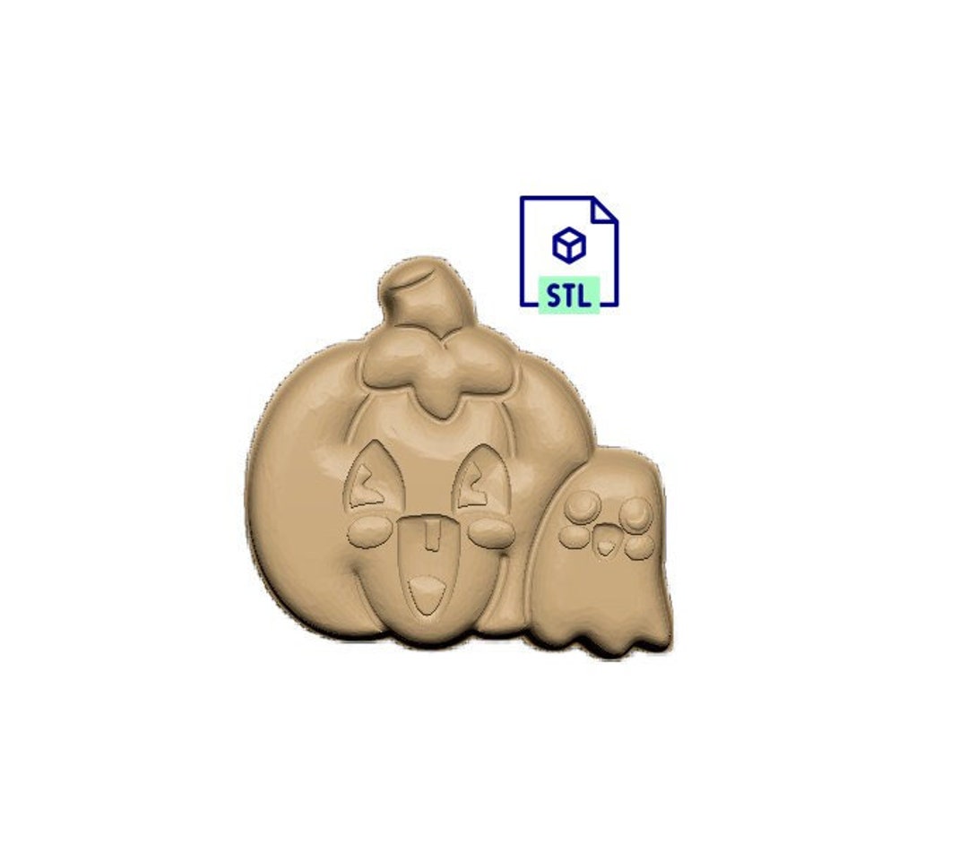 Kawaii Pumpkin With Lil Ghost STL File for 3d Printing Laser CNC Router ...