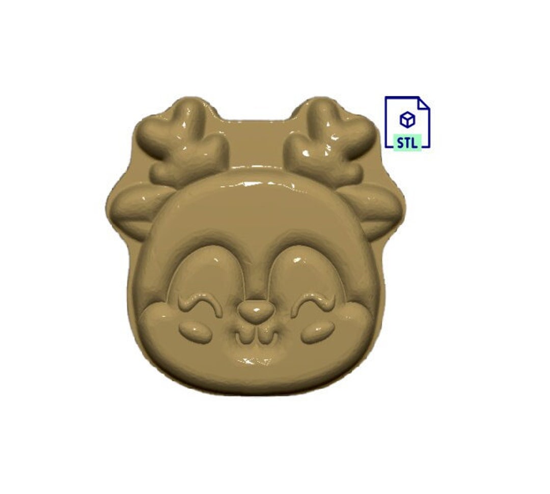 Kawaii Reindeer With Holly STL File for 3d Printing - Laser CNC Router ...