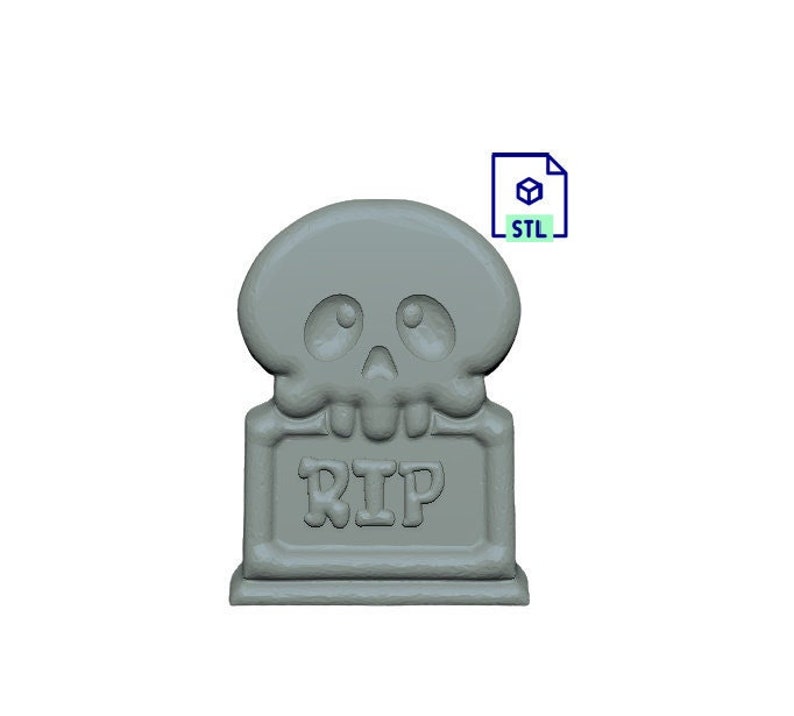 Kawaii Skull on Tombstone STL File for 3d Printing Laser CNC Router 3D ...