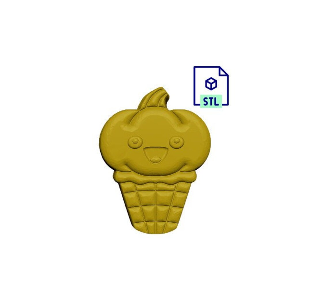 Kawaii Pumpkin Ice Cream Cone STL File for 3d Printing - Laser CNC ...
