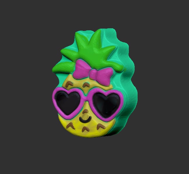 Kawaii Summer Pineapple STL File for 3d Printing Laser CNC Router 3D ...