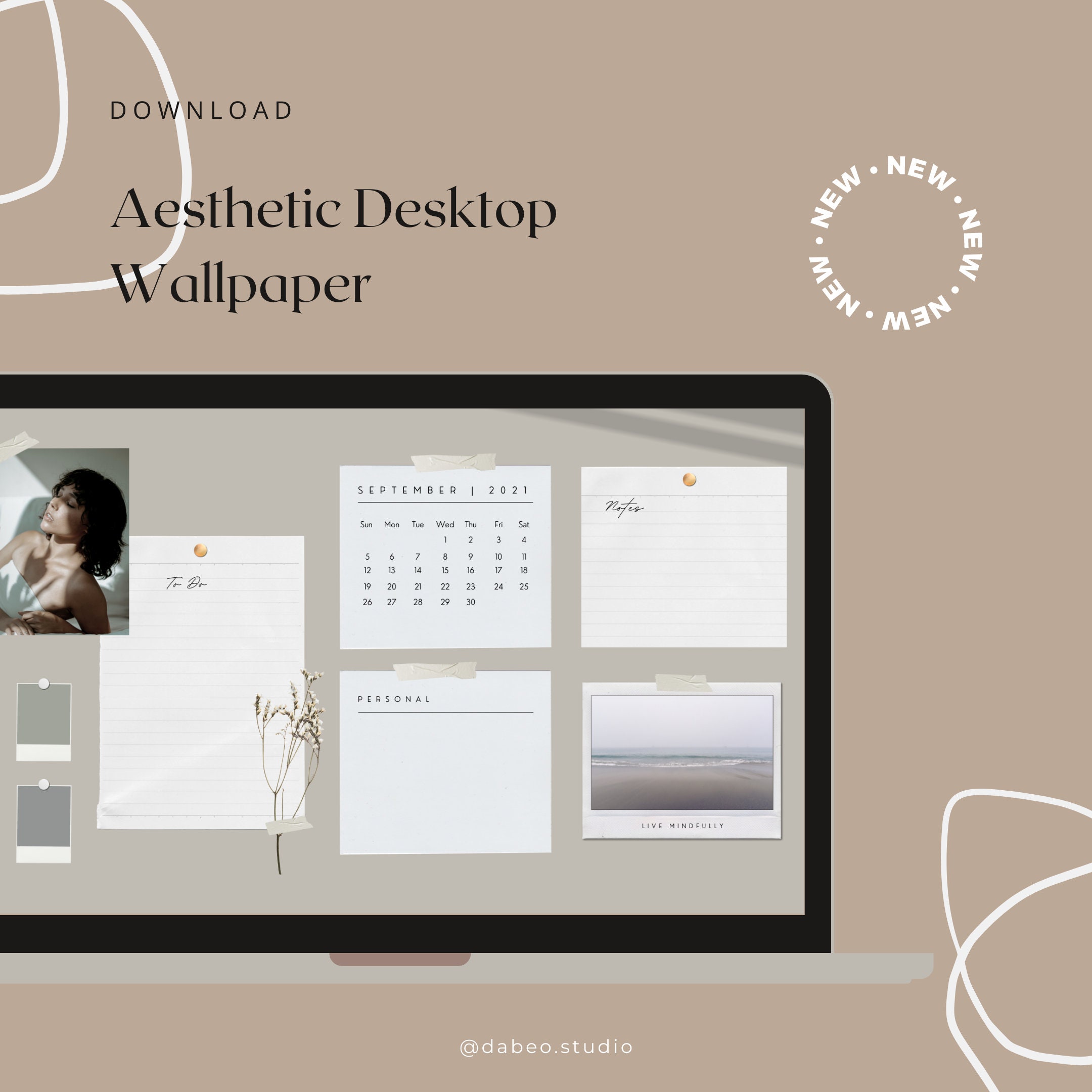 Desktop Organizer Wallpaper Calendar 2023 45 Minimalist - Etsy