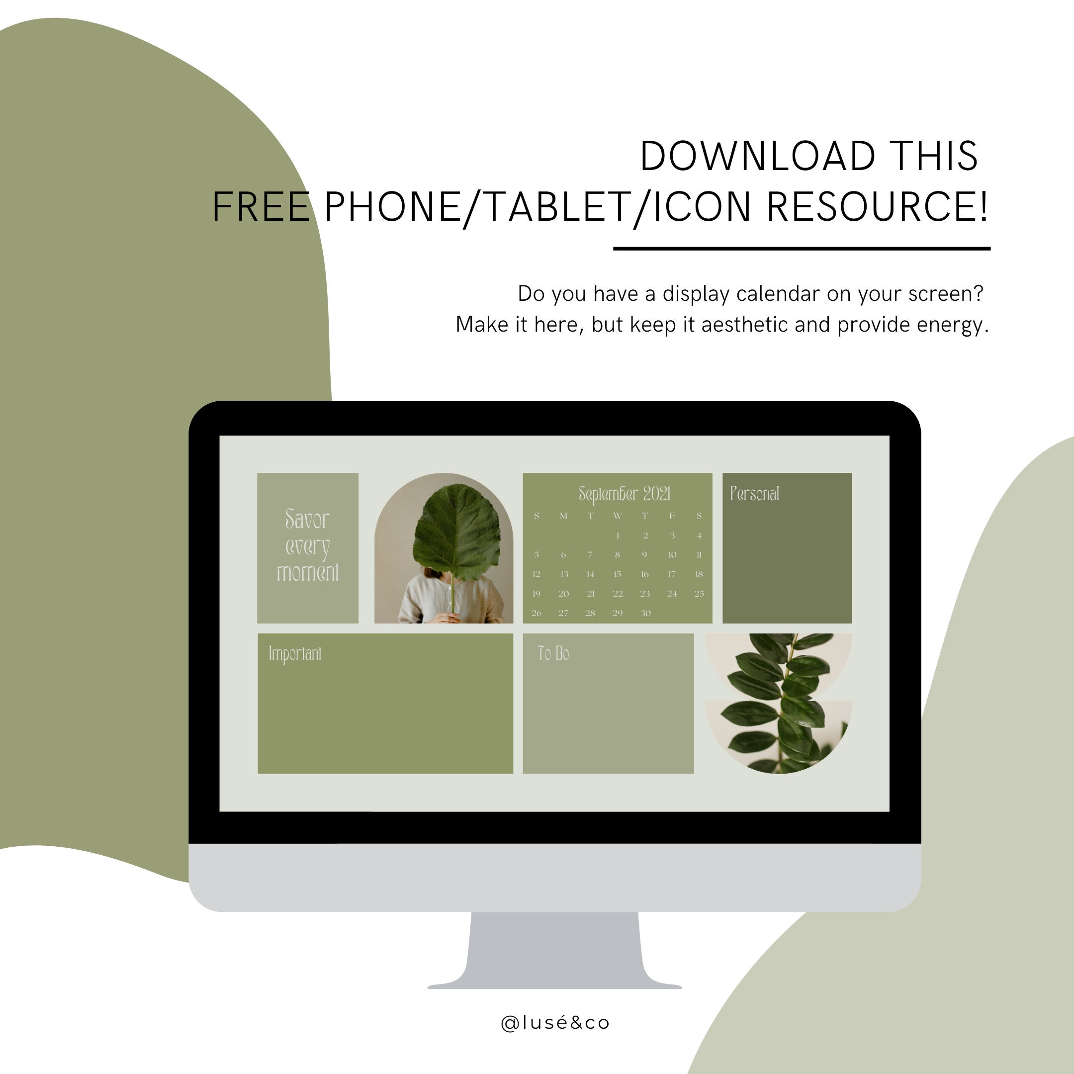 Desktop Organizer Wallpaper Calendar 2023 18 Green - Etsy