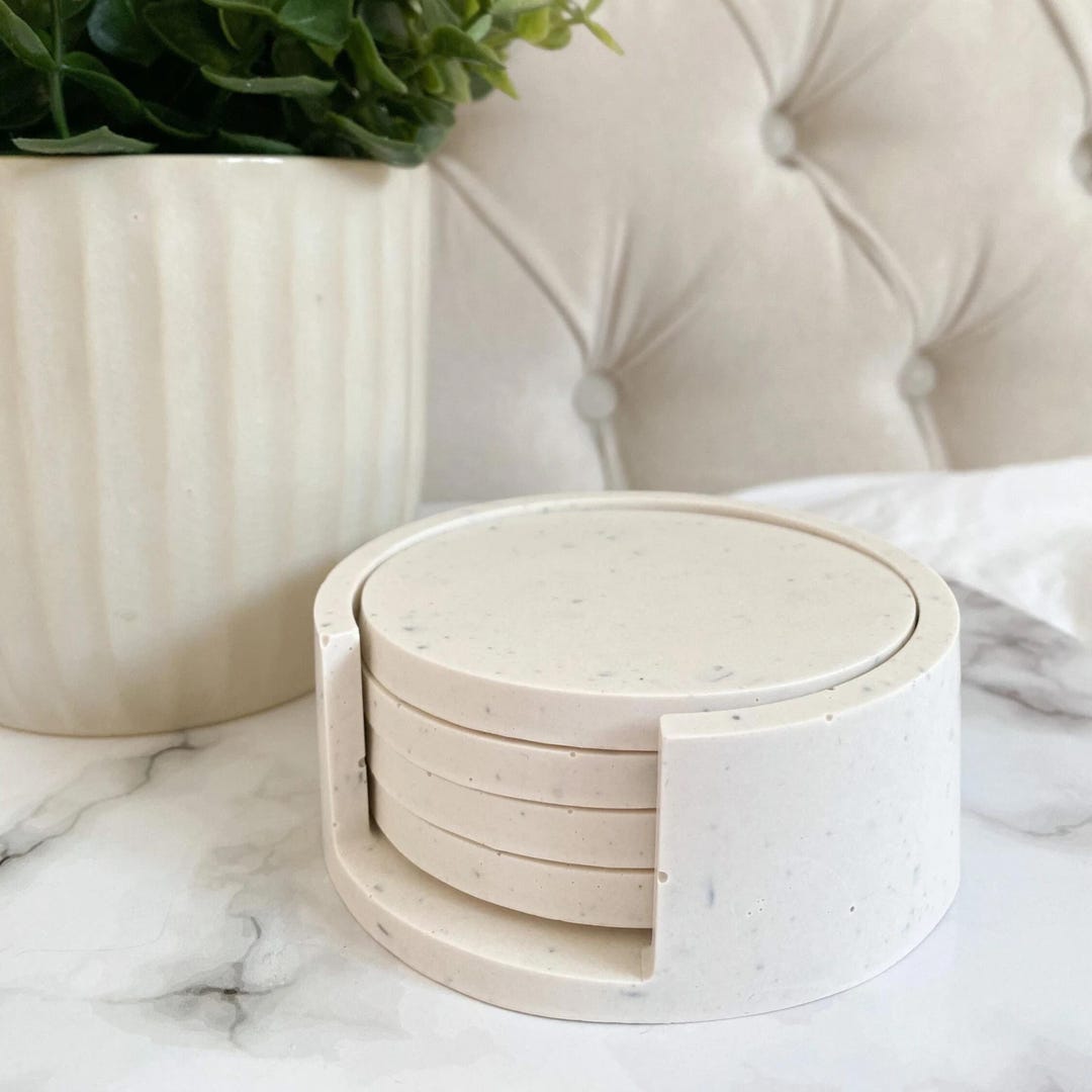 Round Aesthetic Coaster Set 3D Printed Colour Personalised Custom Eco ...