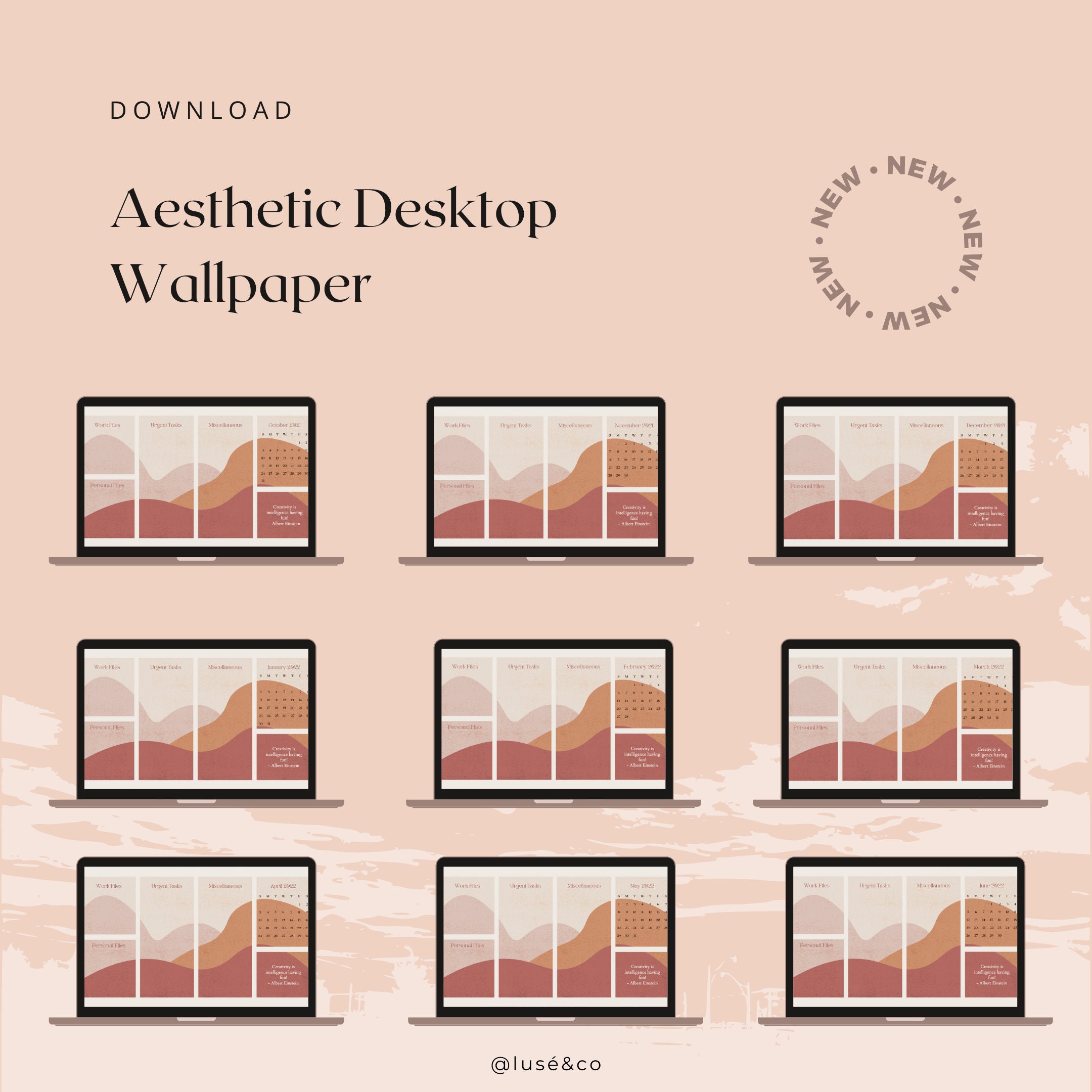 Desktop Organizer Wallpaper Calendar 2023 17 Washi Gold - Etsy