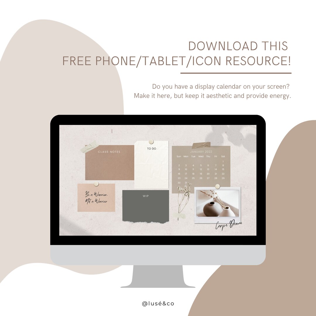 Desktop Organizer Wallpaper Calendar 2023 72 Brown Paper - Etsy UK