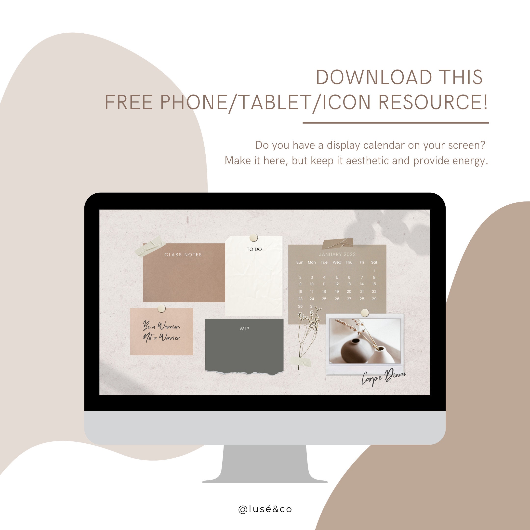 Desktop Organizer Wallpaper Calendar 2023 72 Brown Paper - Etsy UK