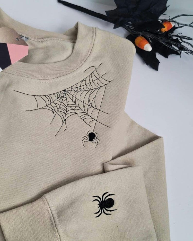 Embroidered Spiderweb Sweatshirt: Spooky Halloween Crewneck - Etsy