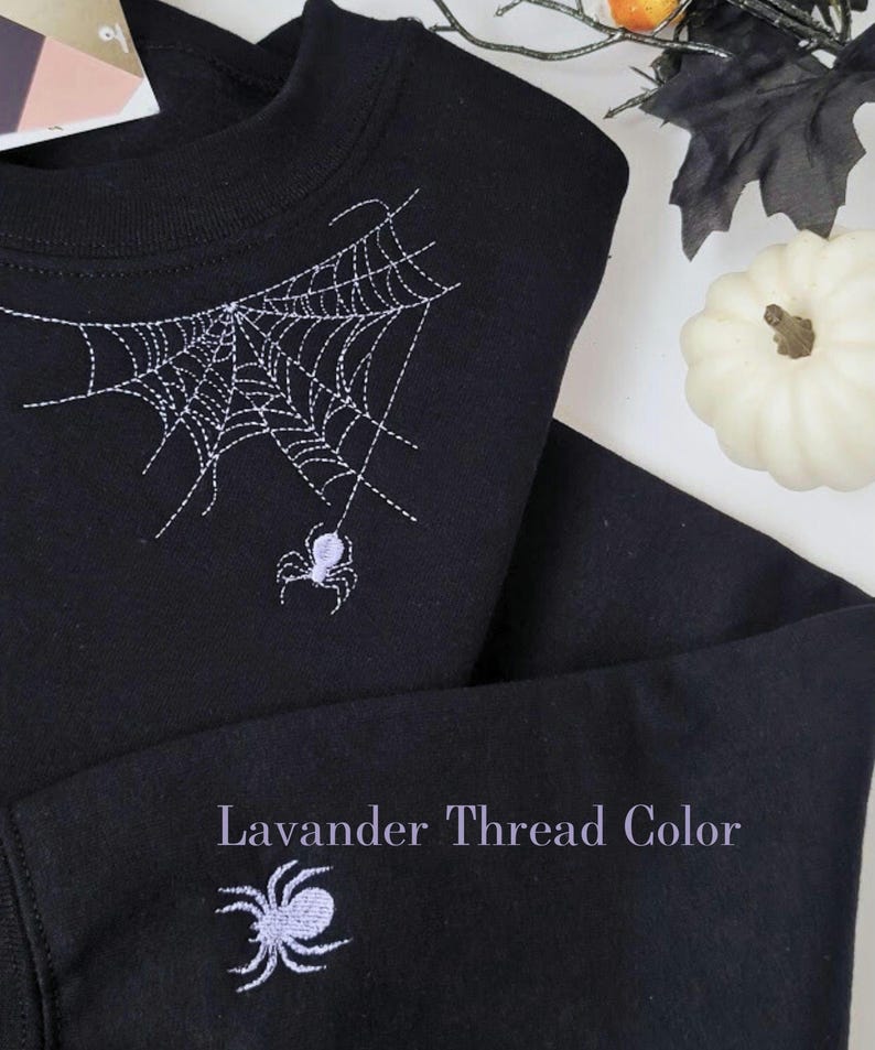 Embroidered Spiderweb Sweatshirt: Spooky Halloween Crewneck - Etsy