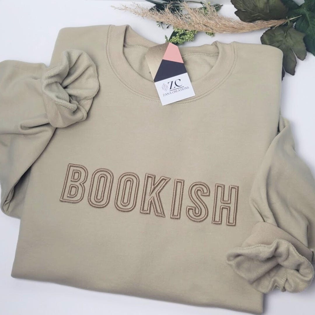 Embroidered 3D Puff Bookish Sweater, Trendy Reading Shirt for Book ...