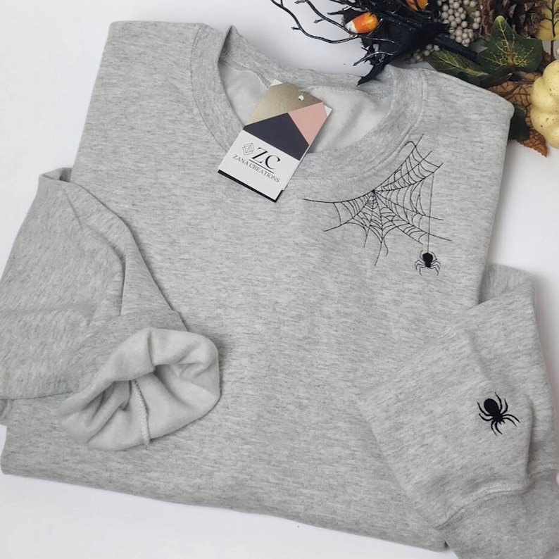 Embroidered Spiderweb Sweatshirt: Spooky Halloween Crewneck - Etsy