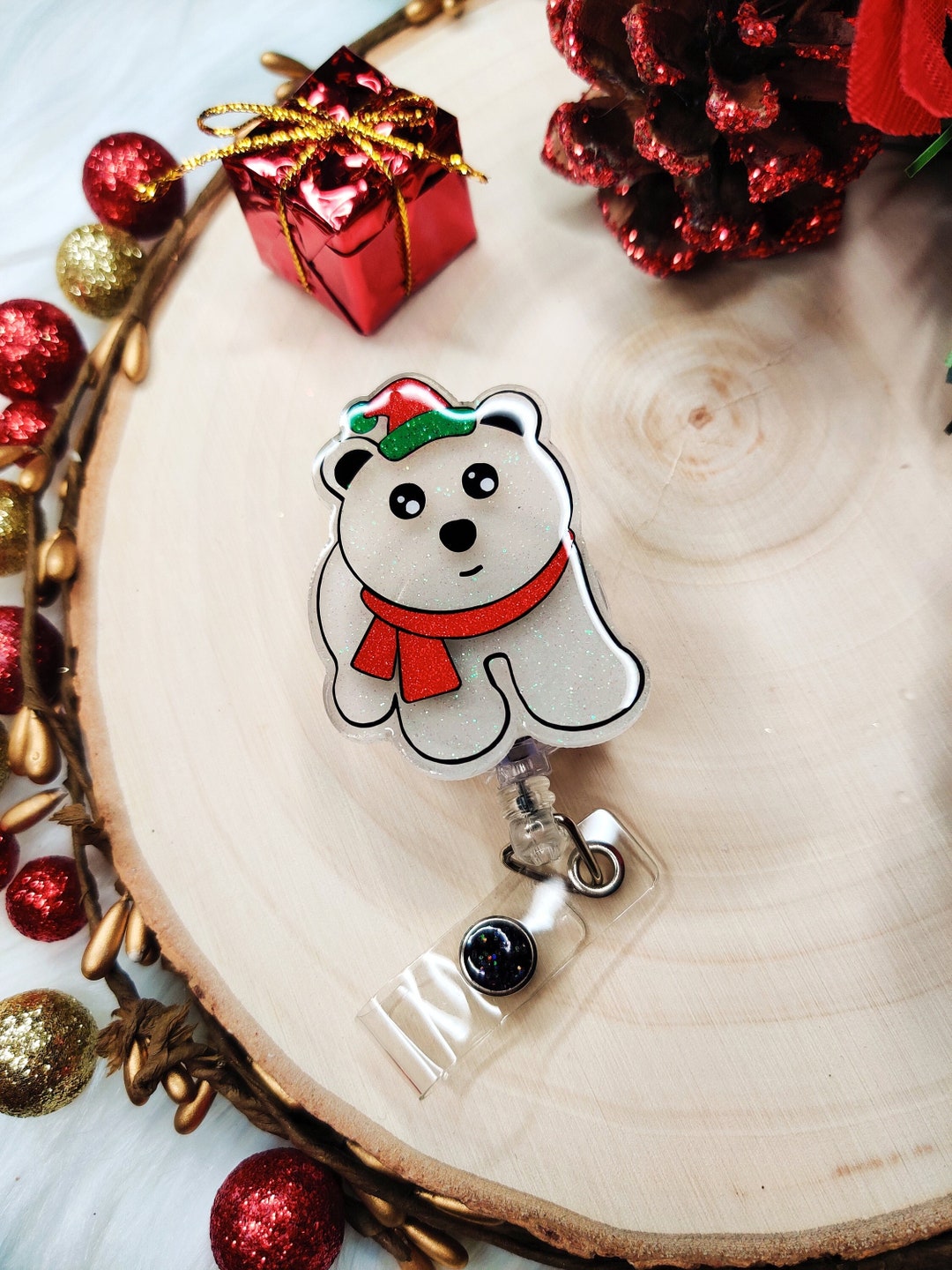 Polar Bear Bade Reel, Winter Id Holder, Cute Polar Bear, Animal Id Reel ...