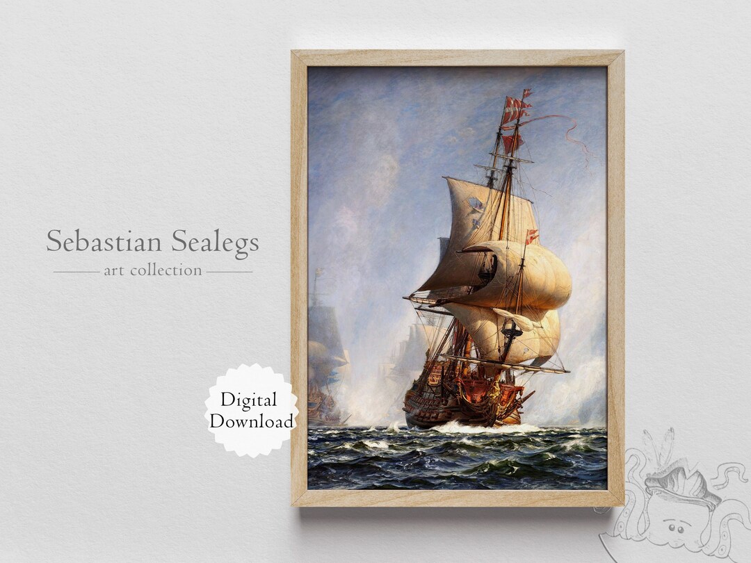 Battle of Koge Bay Print: Vintage Tall Ship Painting (digital Download ...