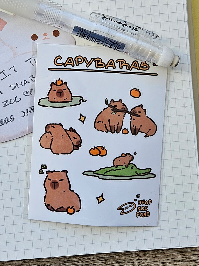 Capybaras Small Sticker Sheet - Etsy