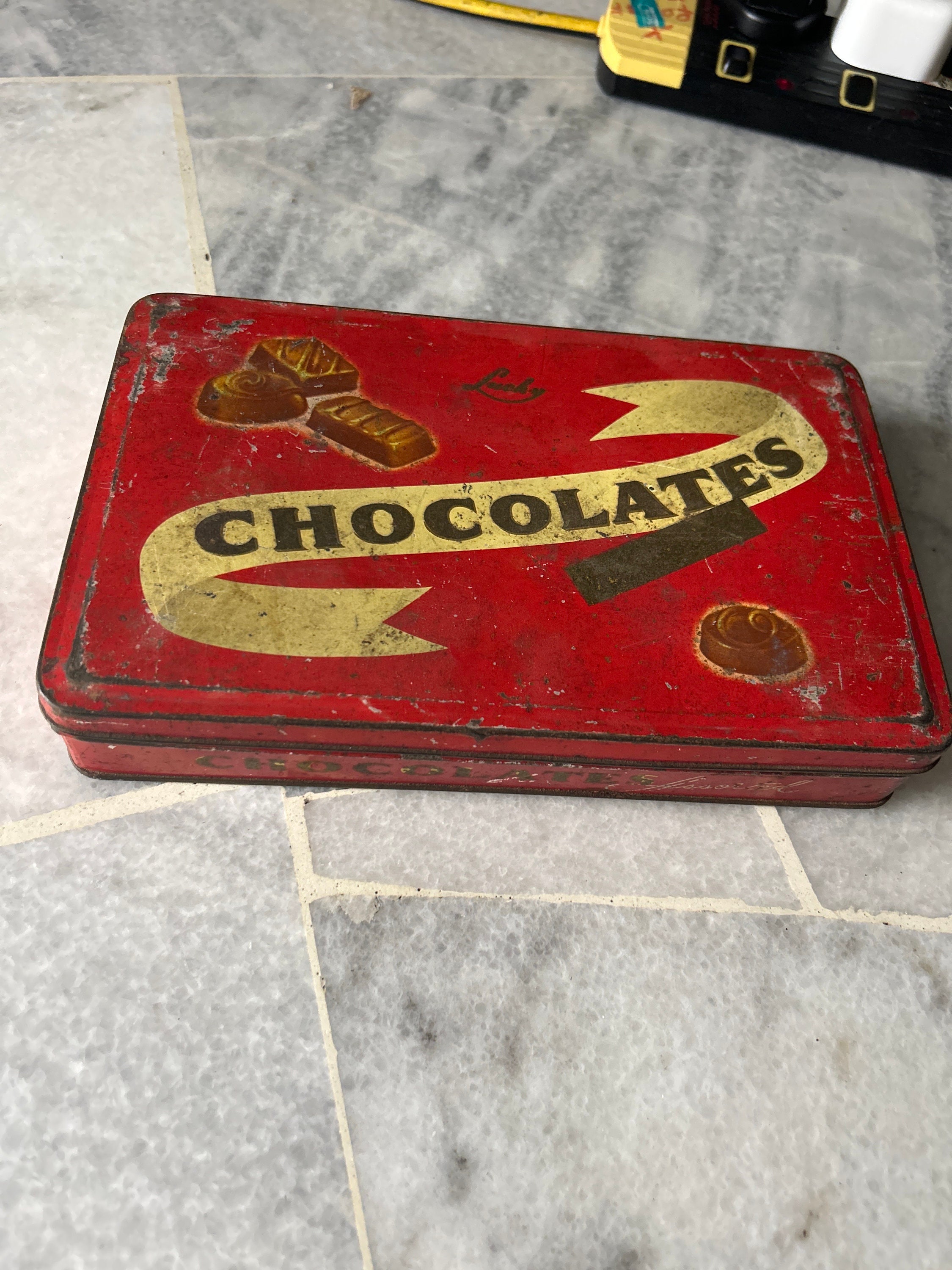 Lucky 1950 Vintage Chocolate Tin Box // Rare Vintage Unit - Etsy