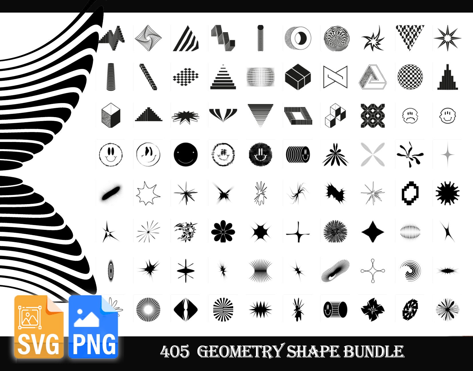 405 Geometry Shape Design Bundle SVG PNG - Etsy