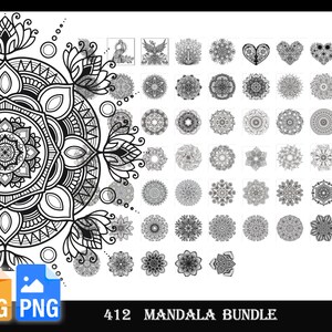 412 Mandala Tattoo Design Bundle |geometric Flower|svg | PNG | - Etsy