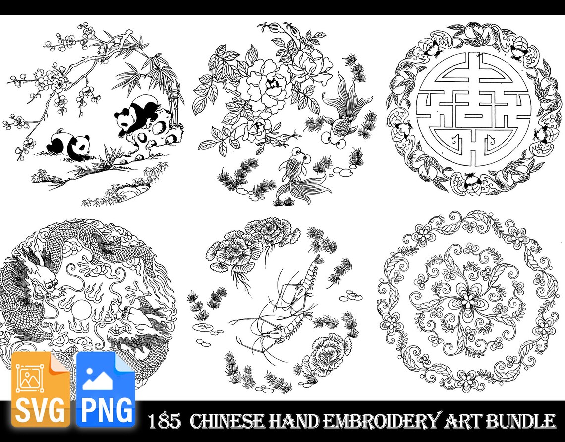 185 Chinese Hand Embroidery Art PNG SVG - Etsy