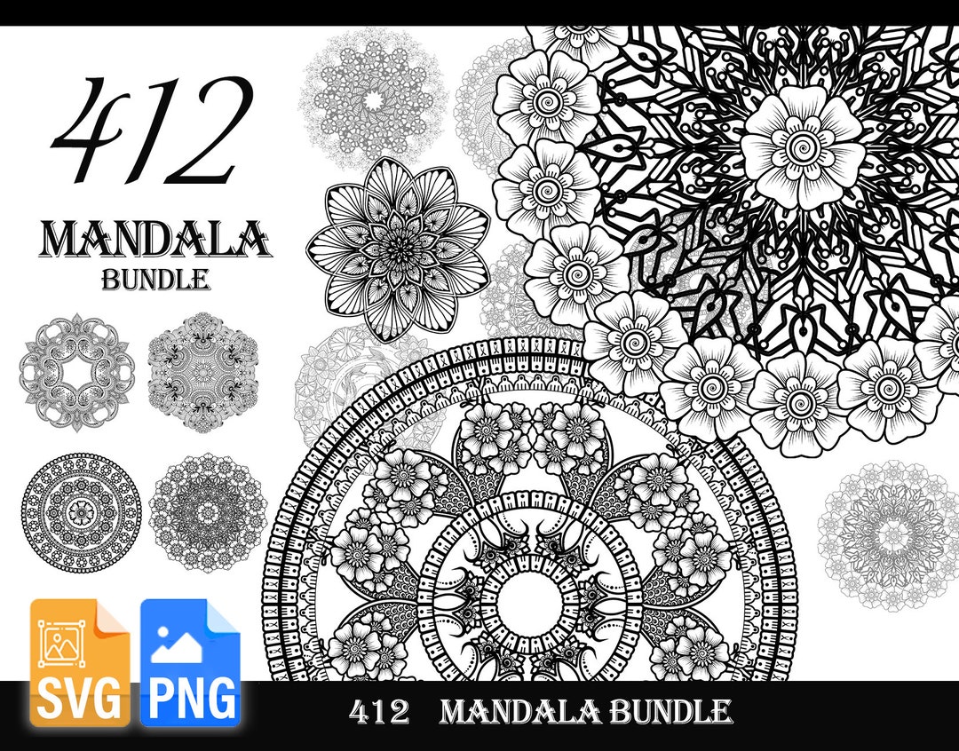 412 Mandala Tattoo Design Bundle |geometric Flower|svg | PNG | - Etsy