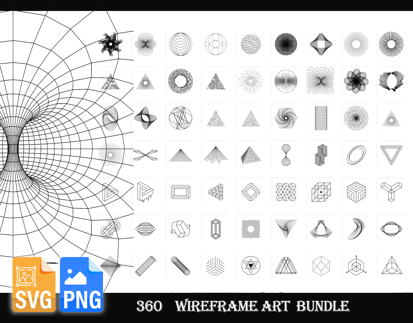 360 Wireframe Art Tattoo Design Brush | PNG | SVG | - Etsy