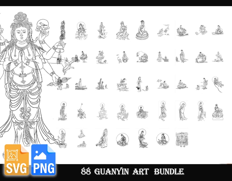 88 Guanyin Art Tattoo Design Bundle SVG PNG - Etsy