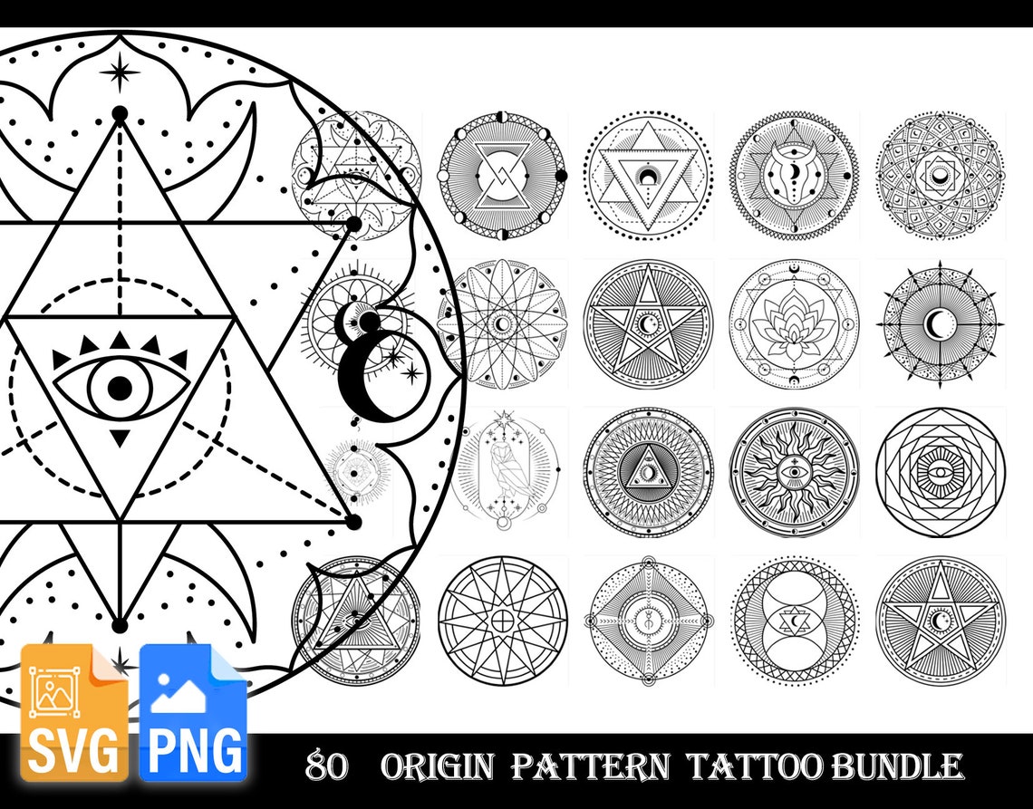 80 Origin Art Tattoo Design Bundle PNG SVG - Etsy