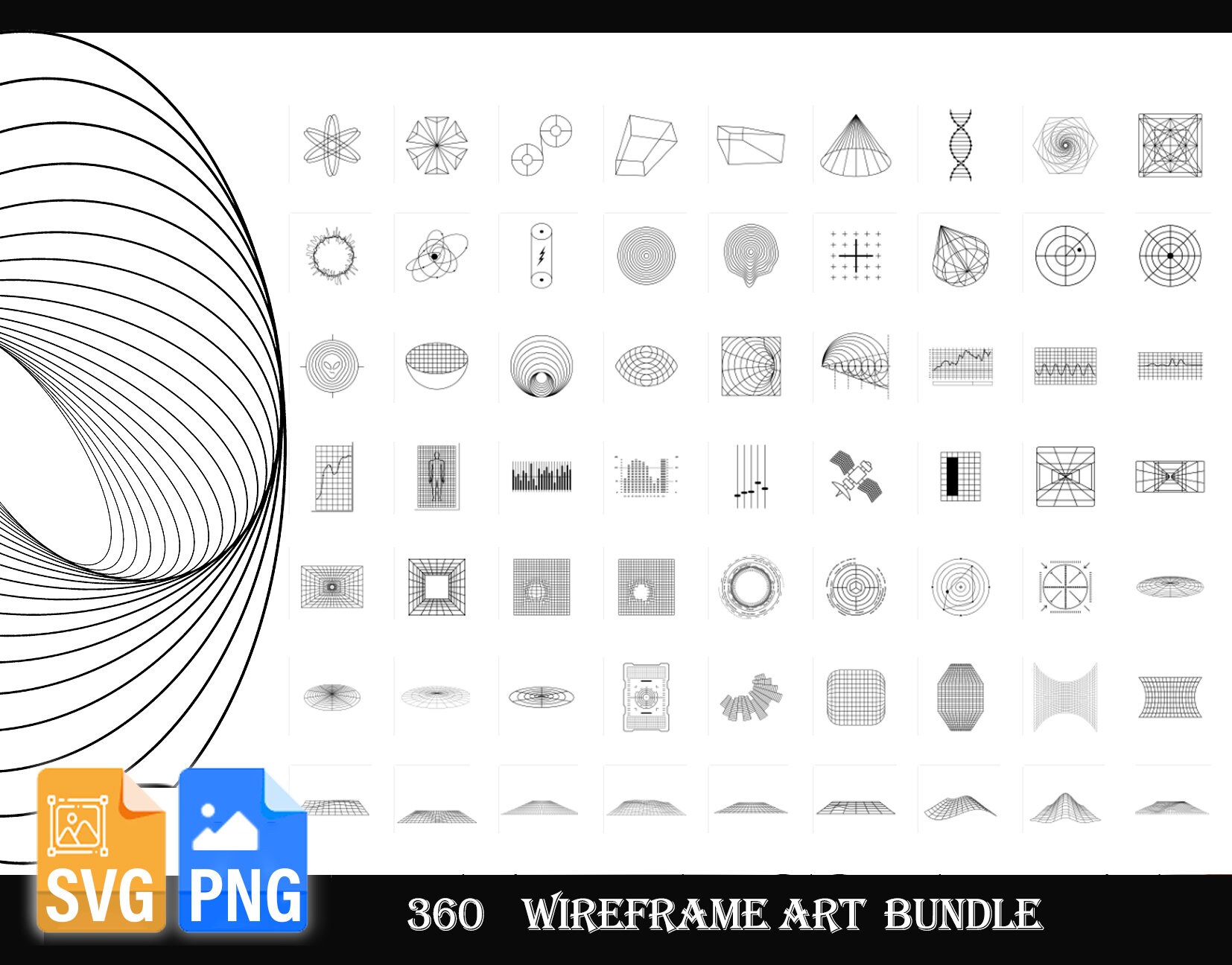 360 Wireframe Art Tattoo Design Brush | PNG | SVG | - Etsy