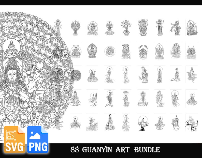 88 Guanyin Art Tattoo Design Bundle SVG PNG - Etsy