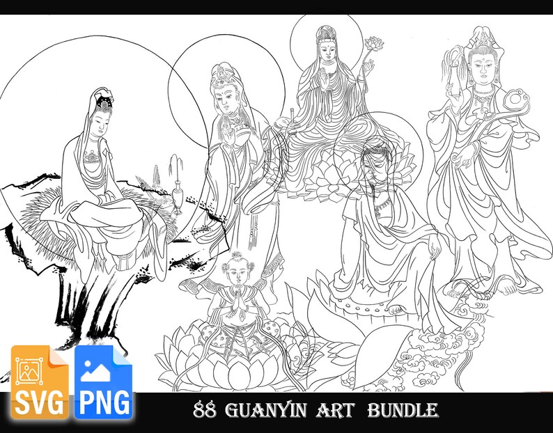 88 Guanyin Art Tattoo Design Bundle SVG PNG - Etsy