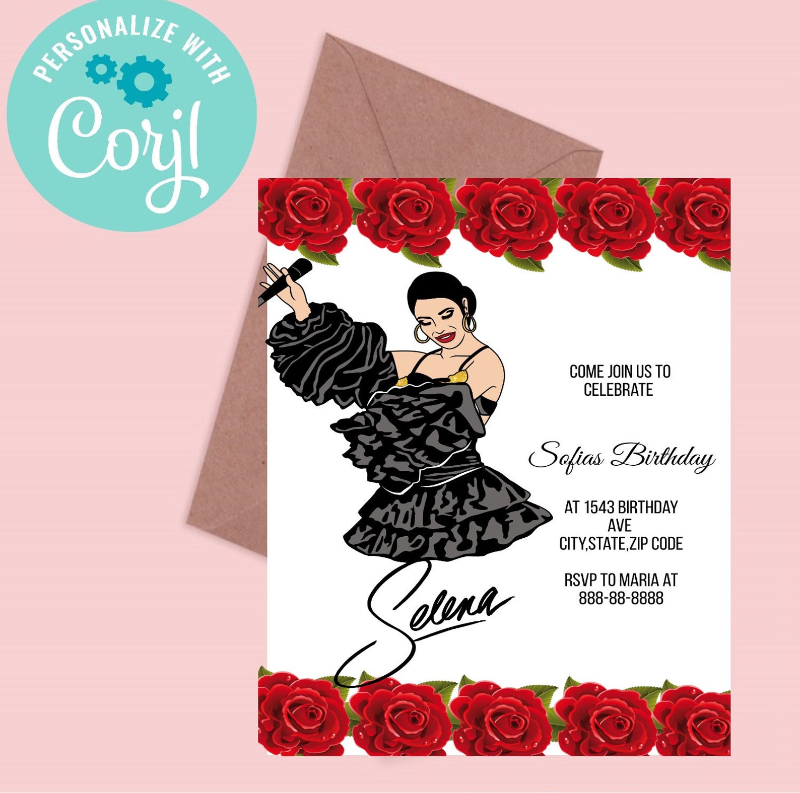 Selena Quintanilla INSTANT DOWNLOAD Digital File Personalized Birthday ...