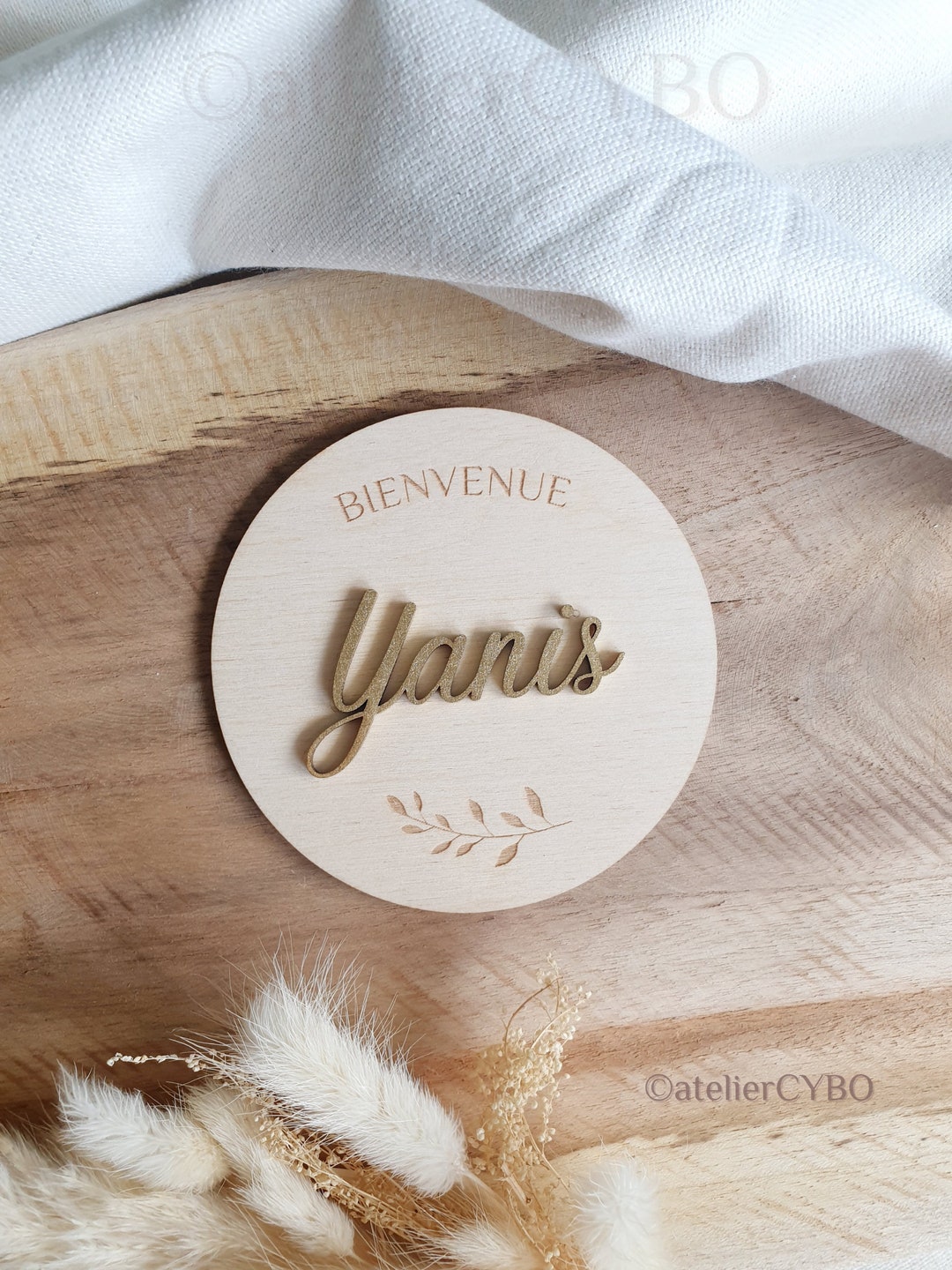 Customizable Wooden Welcome Baby Medallion Birth Gift First Name ...
