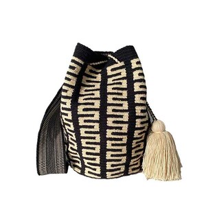 BEIGE AND BLACK Wayuu Bag | Handmade Beach Bag | Wayuu Mochila Bag ...