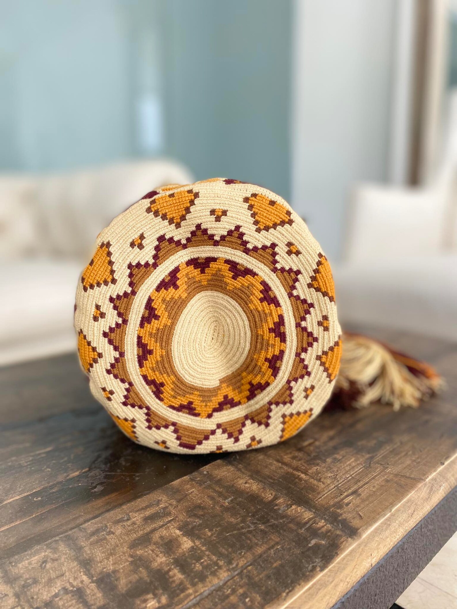 MEDIUM BUCKET BAG | Autumn Colors Wayuu Bag | Brown One Thread Wayuu ...