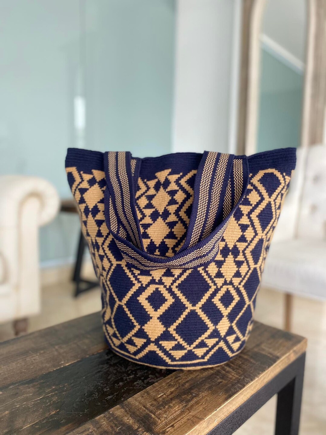 1 THREAD Wayuu TOTE Beach Bag/ Mochila Bucket Original From Colombia ...