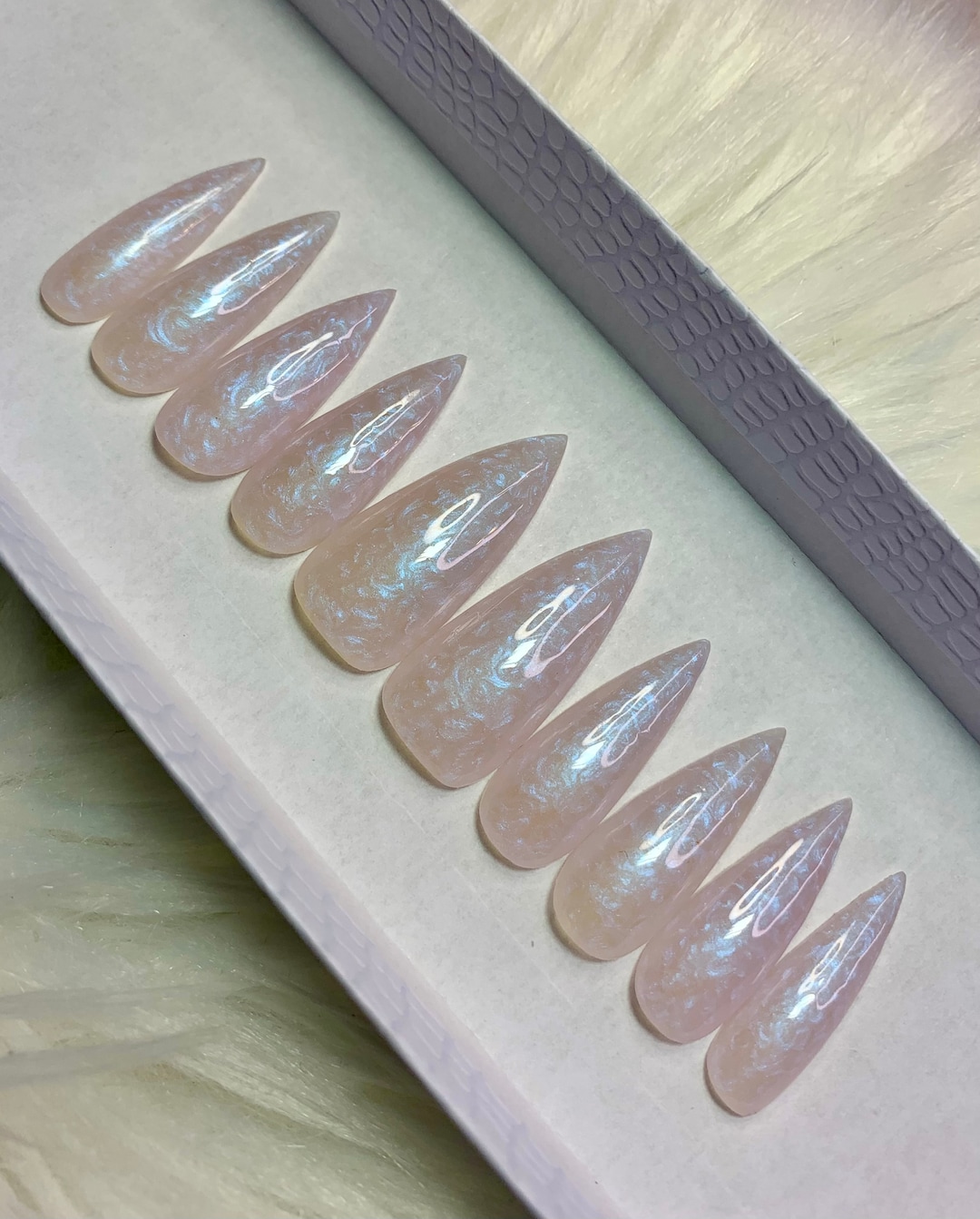 Iridescent | Pearl Classy Elegant Press on Nails - Etsy