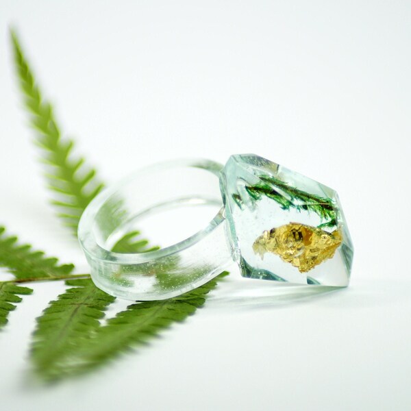 Moss Resin Ring - Etsy
