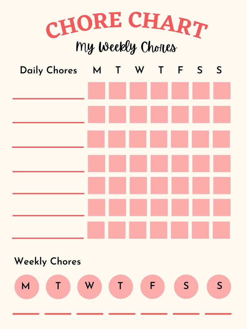 Simple Chore Chart - Etsy