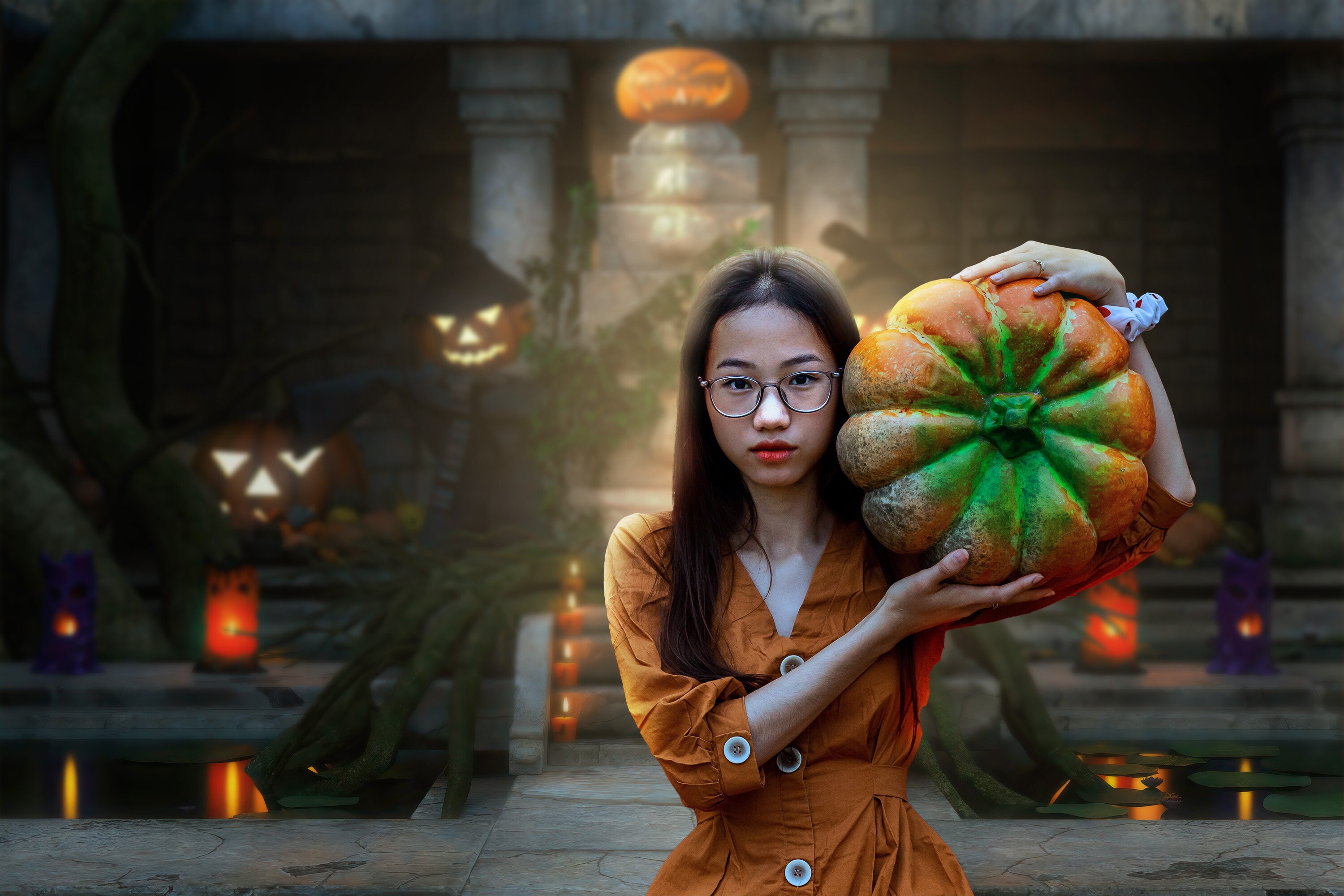 The Pumpkin Temple-digital Background-halloween Backdrop. - Etsy