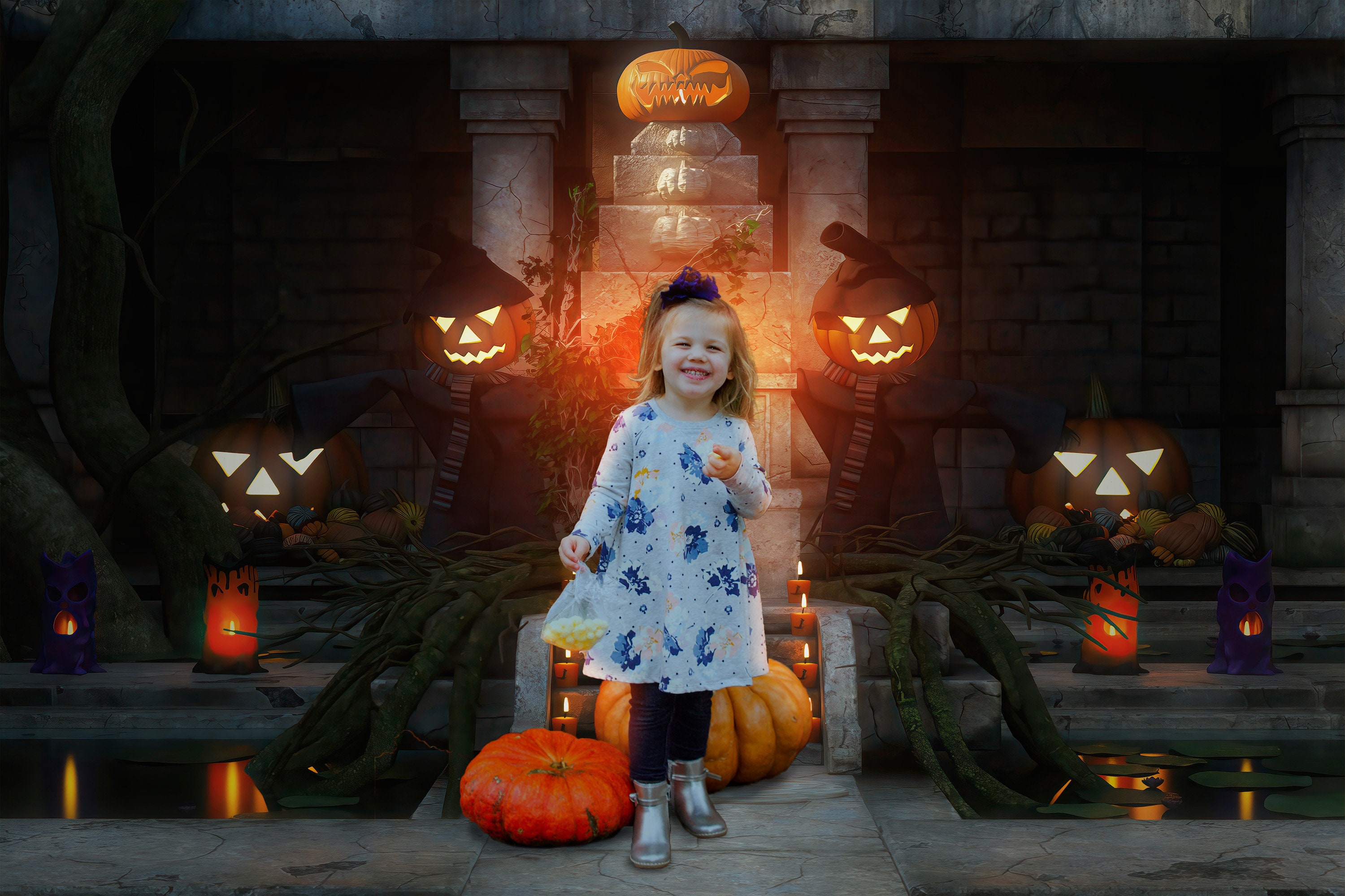 The Pumpkin Temple-digital Background-halloween Backdrop. - Etsy