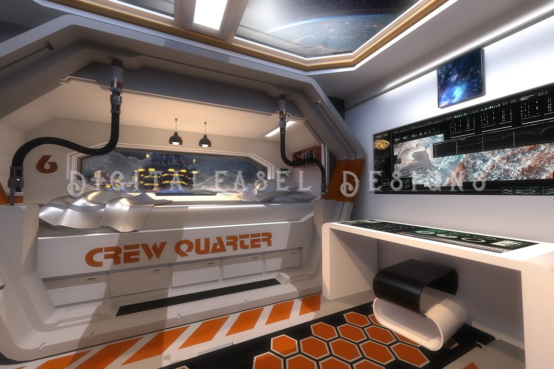 Photography Background Science Fiction Crew Quarter Living Space ...