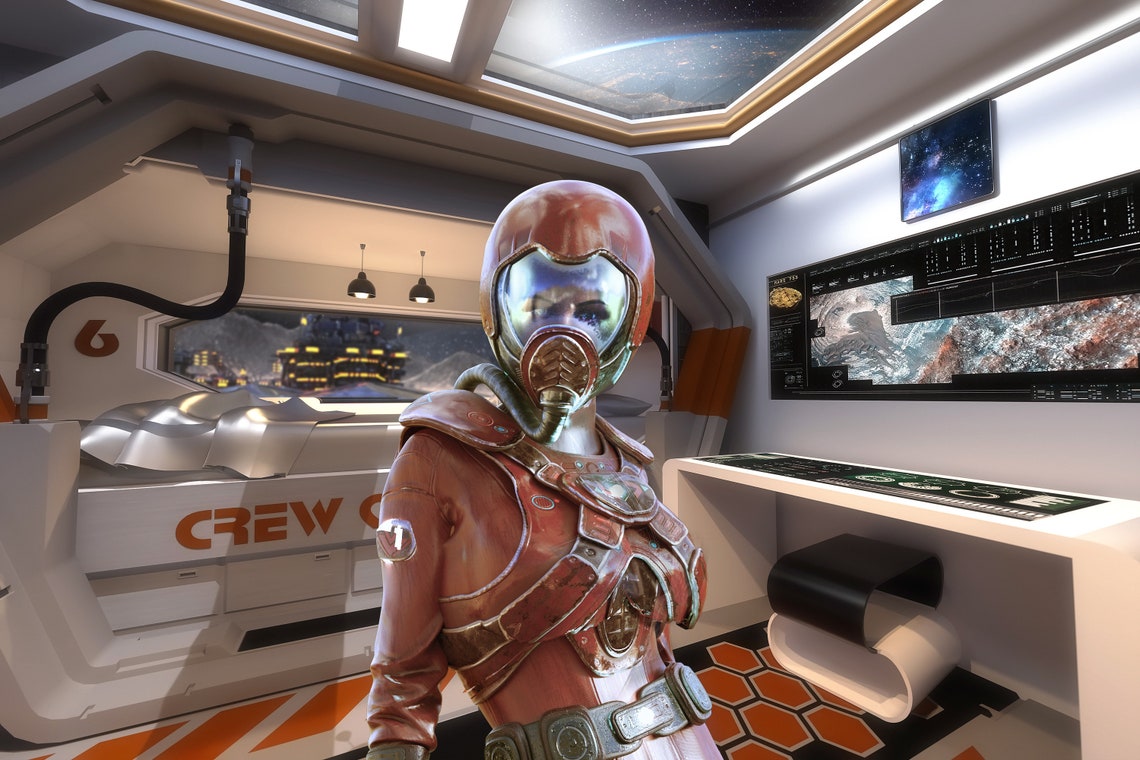 Photography Background Science Fiction Crew Quarter Living Space ...