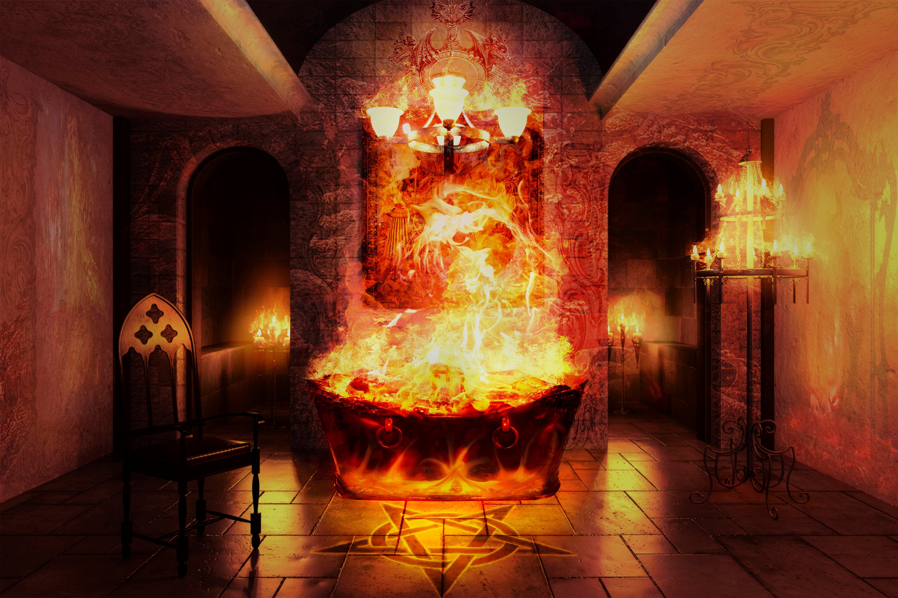 Digital Backdrop, Demon-bathroom-the Demons Bathroom - Etsy