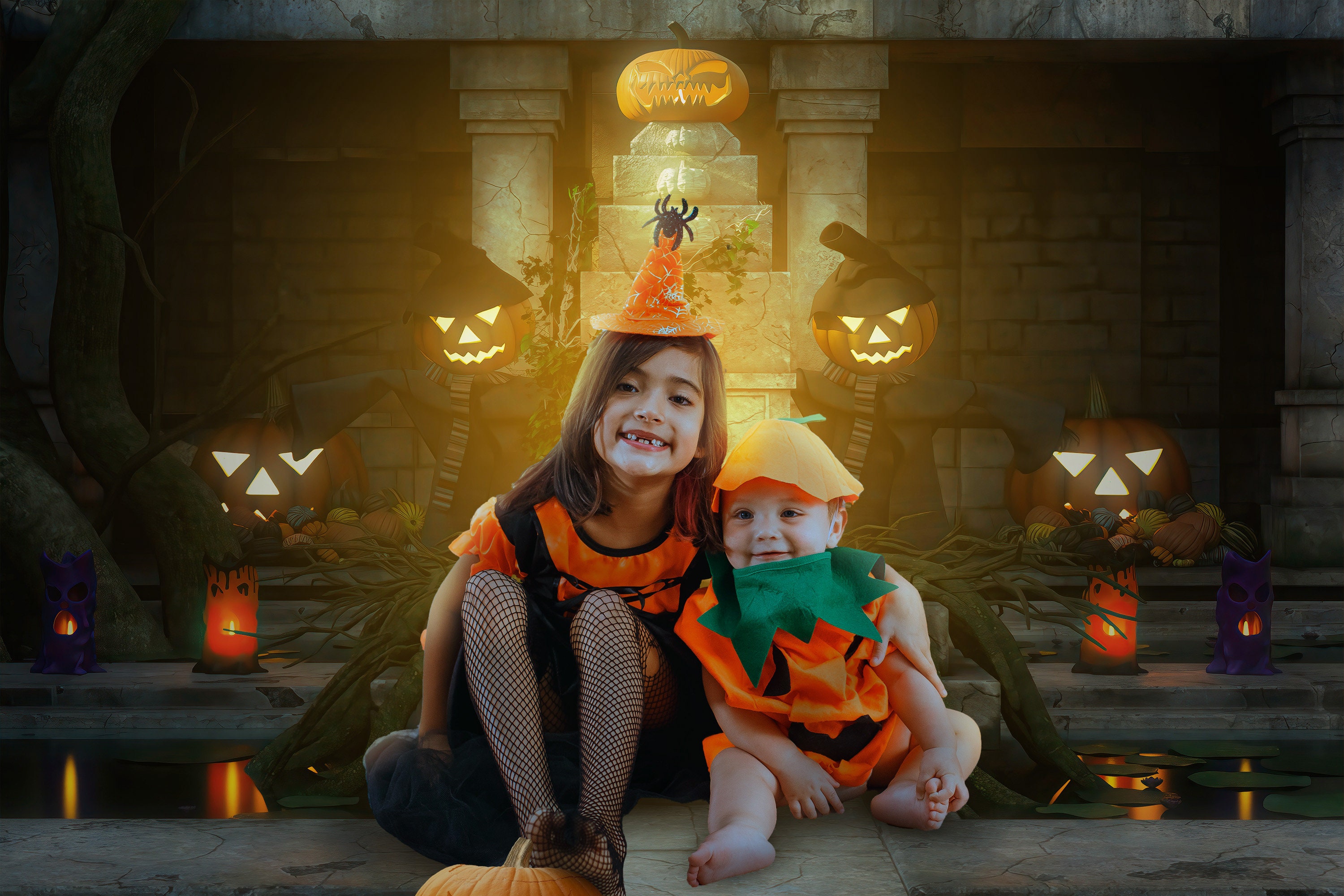 The Pumpkin Temple-digital Background-halloween Backdrop. - Etsy