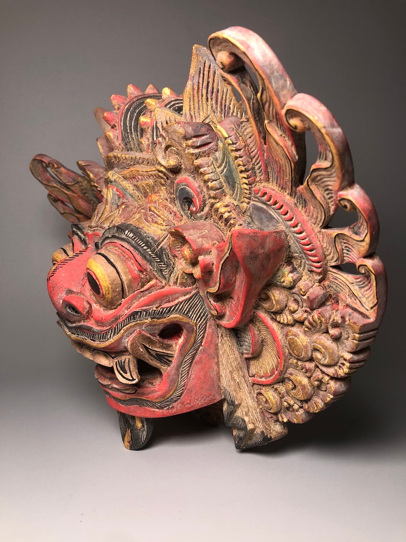 Barong Mask 9.0”inch, Antique Color Barong Mask, Luxury Handmade ...